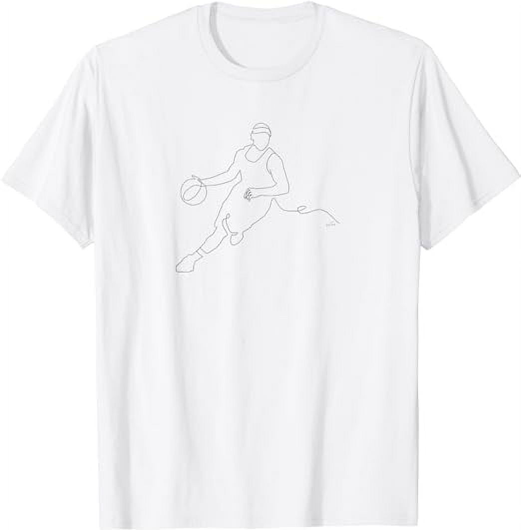 Sports Series Basketball Black Line Drawing T-Shirt - Walmart.com