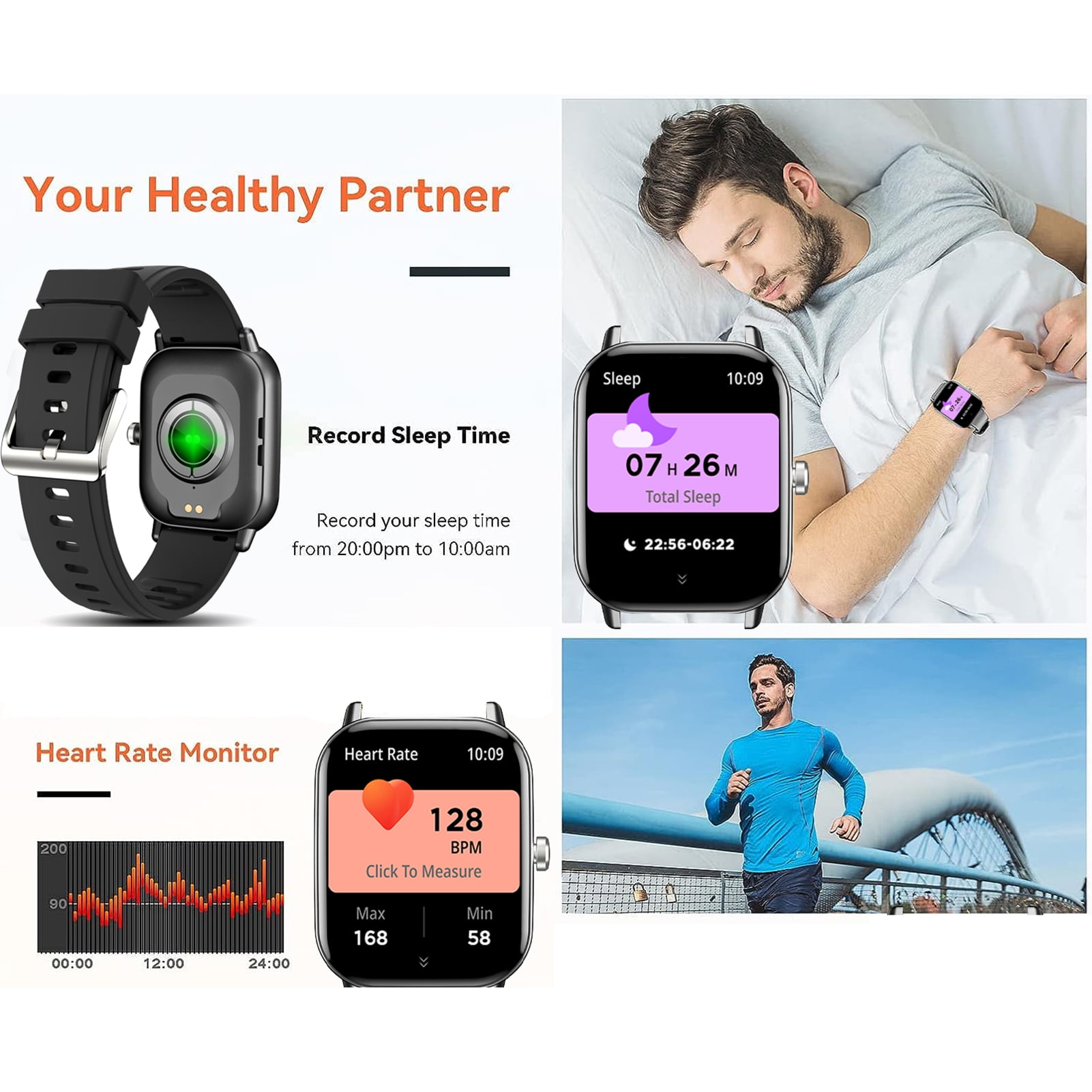 Sports Smartwatch 2 Inch Full Screen Touch Sleep Monitoring Watch IP67 ...