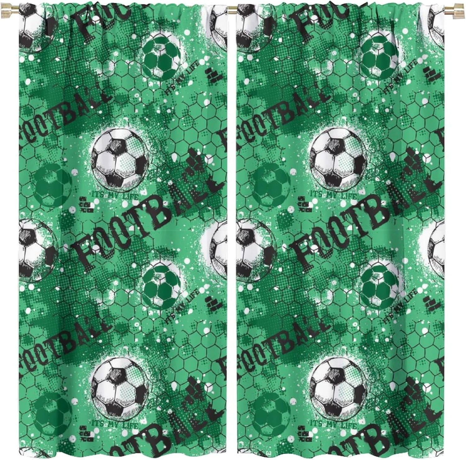 Sports Soccer Blackout Curtains Cartoon Cool Sports Game Abstract Art ...