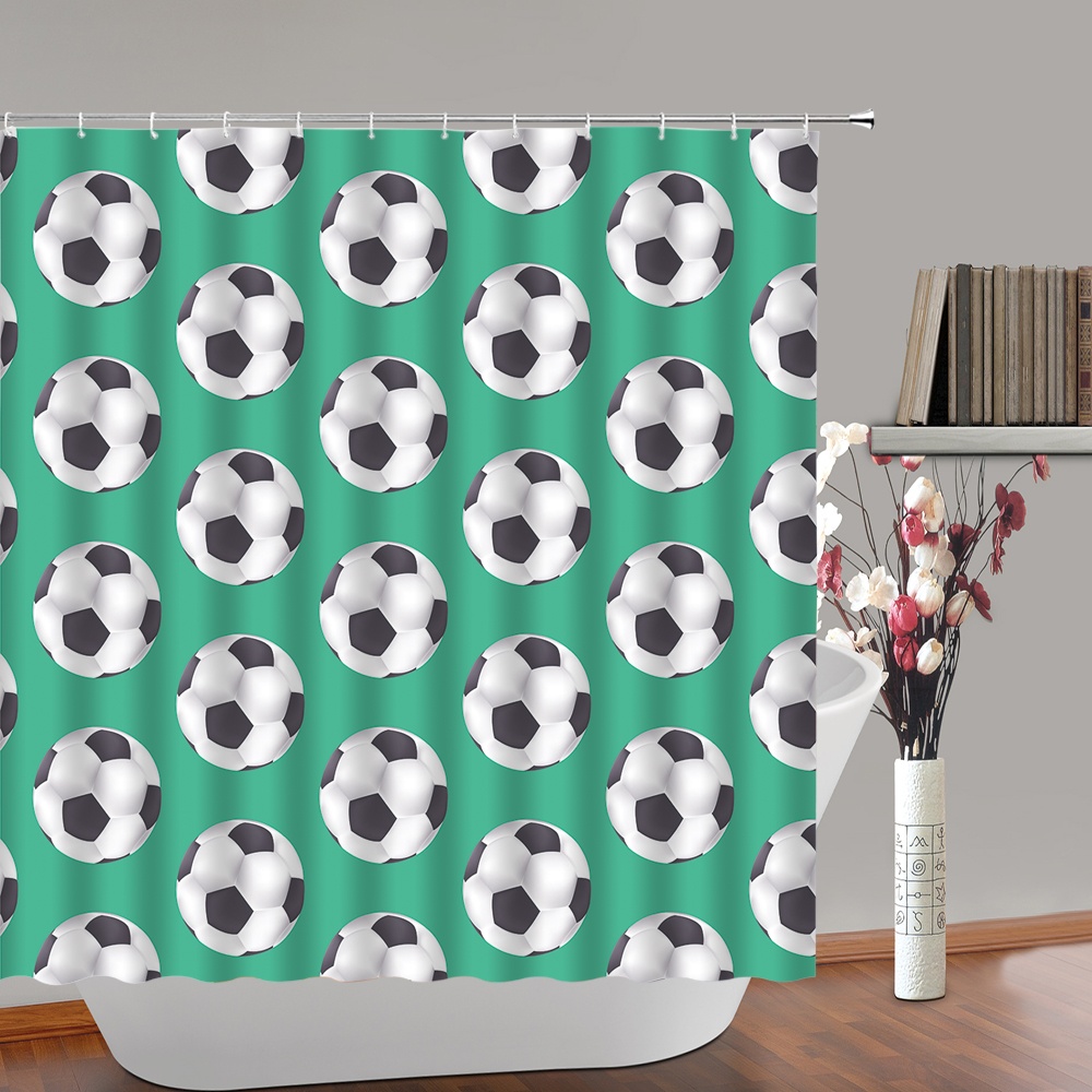 Sports Soccer Shower Curtain Fire Flame Football Ball Bath Curtains ...