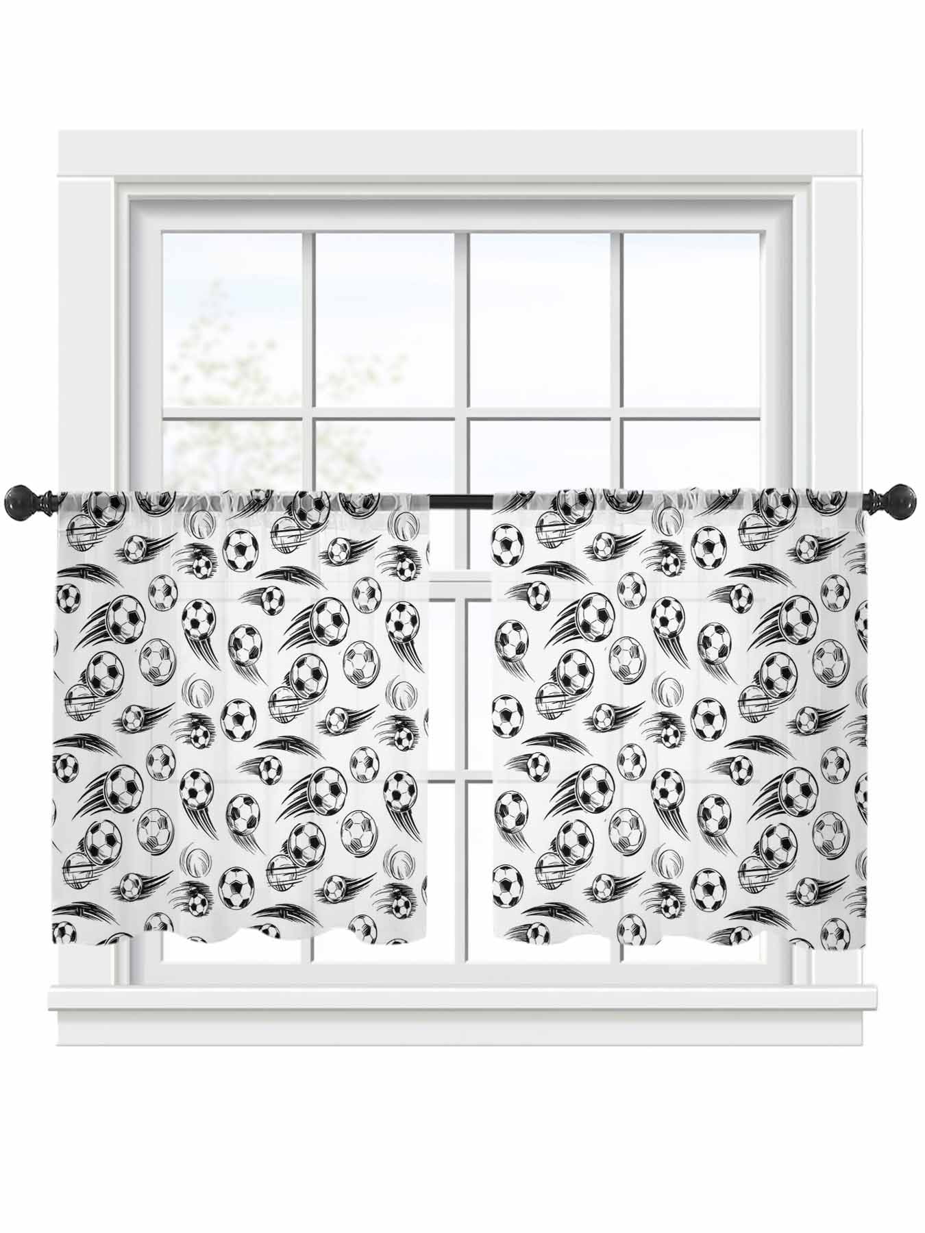 Sports Style Sheer Curtains 54 Inch Long 2 Panels, Abstract Simple ...
