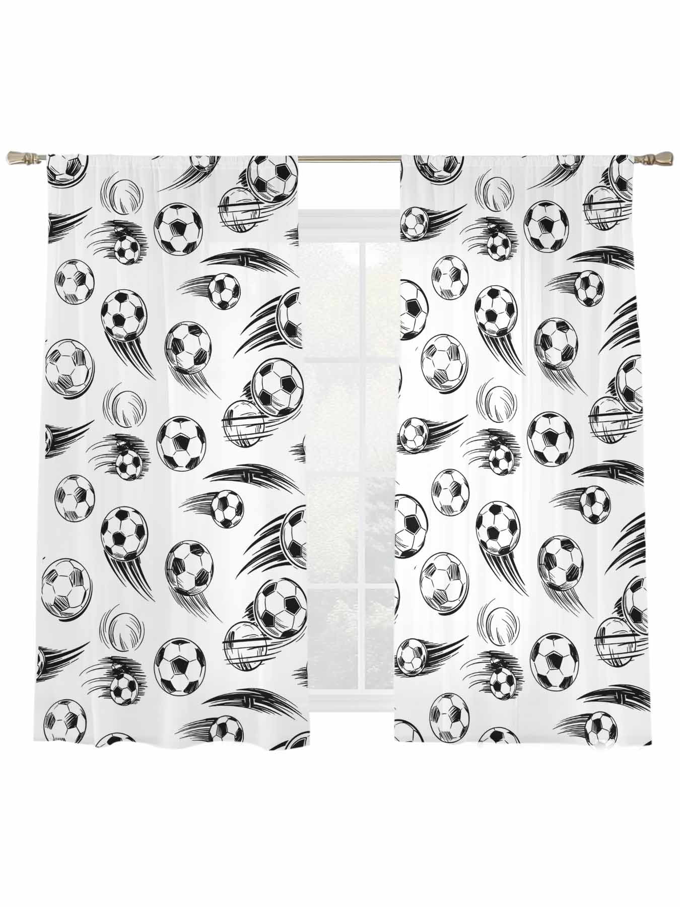 Sports Style Sheer Curtains 63 Inch Long 2 Panels, Abstract Simple ...
