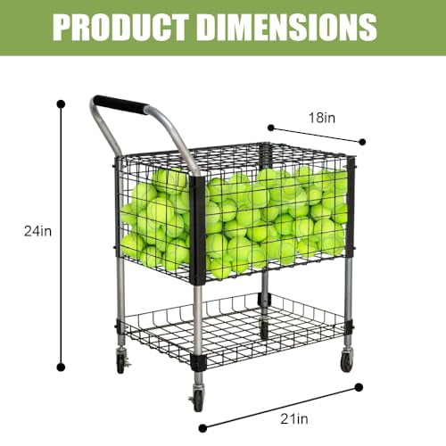 Sports Tennis Teaching Cart, Heavy Duty Tennis Ball Crate with Wheels ...