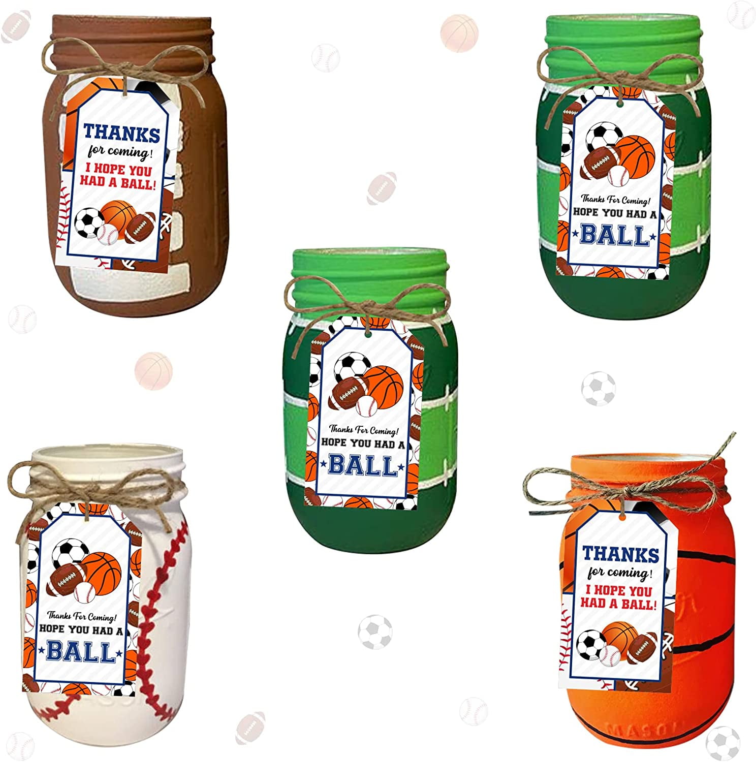 Sports Thank You Favor Tags With String, Football, Baseball, Basketball ...