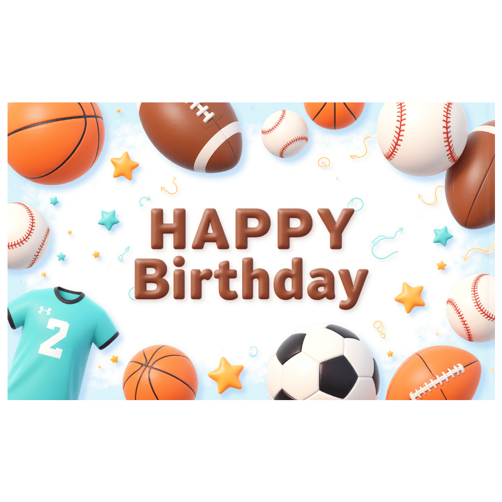 Sports Theme Birthday Banner Happy Birthday Decorative Balloons Party ...