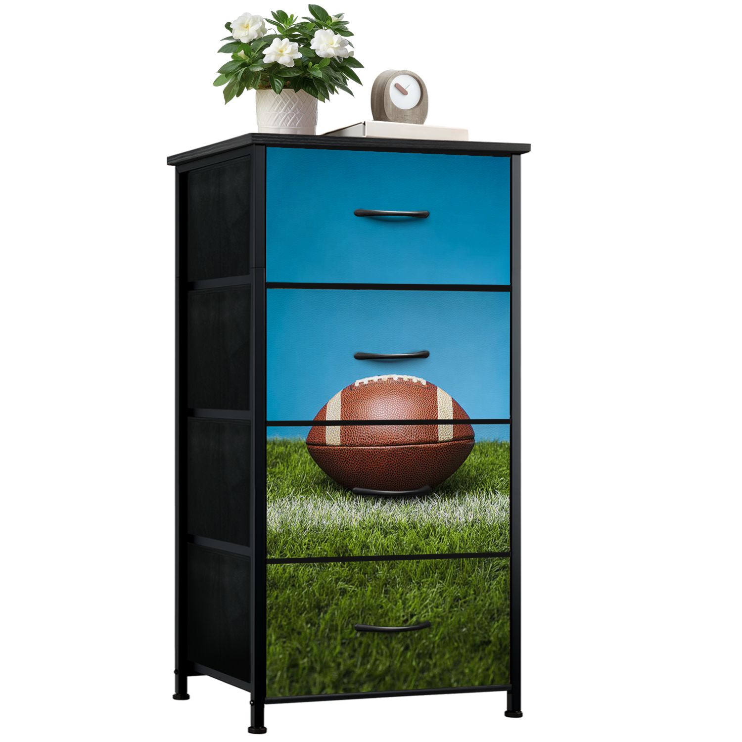 Sports Theme Dresser for Bedroom with 4 Storage Drawers Football Grass ...