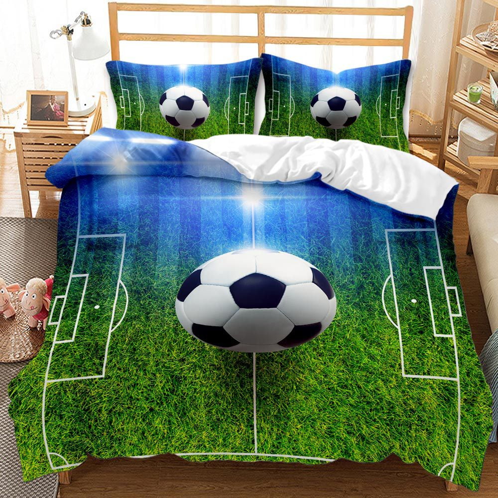Sports Theme Duvet Cover Bedding Set Football Print, Football Soccer ...