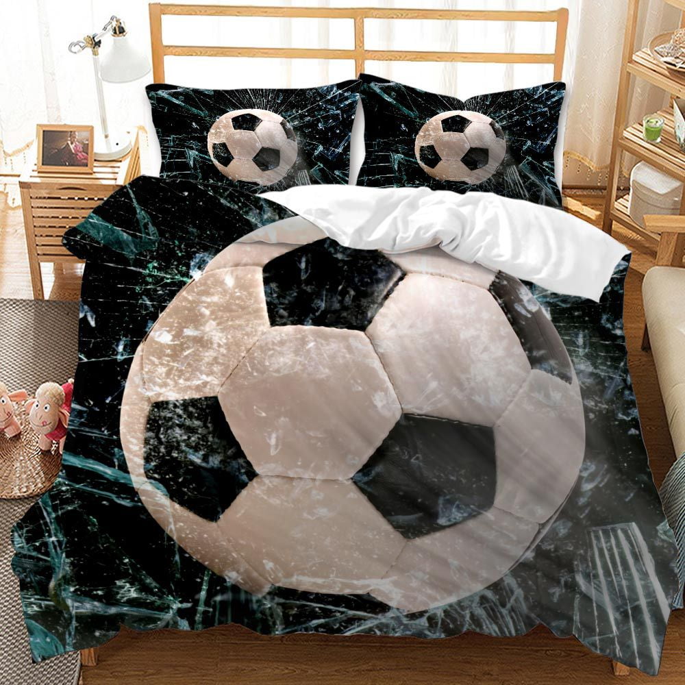 Sports Theme Duvet Cover Bedding Set Football Print, Soccer/Basketball ...