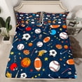 Sports Theme Fitted Sheet 3D Blue Ball Bedding Set Baseball Football ...