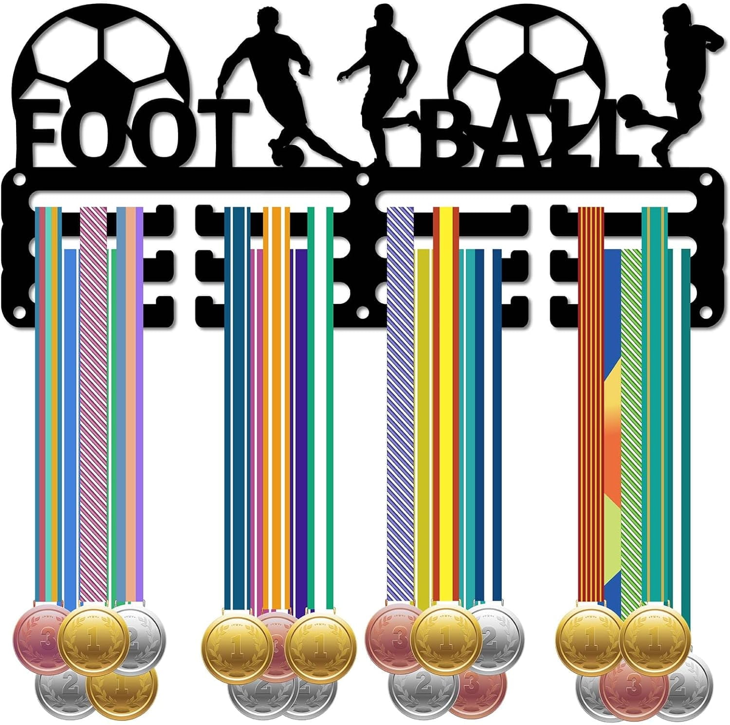 Sports Theme Iron Medal Hanger Holder Display Wall Rack 3-Line with ...