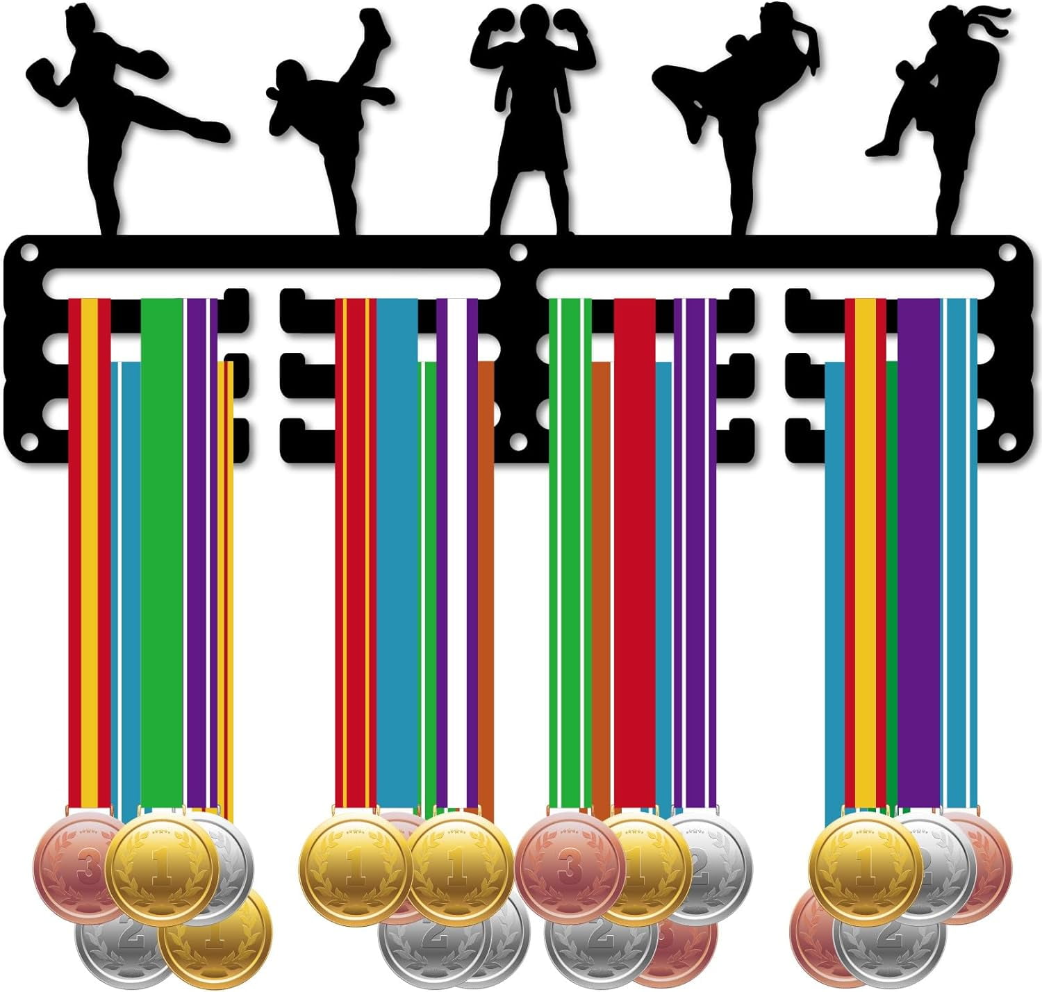Sports Theme Iron Medal Hanger Holder Display Wall Rack 3-Line with ...