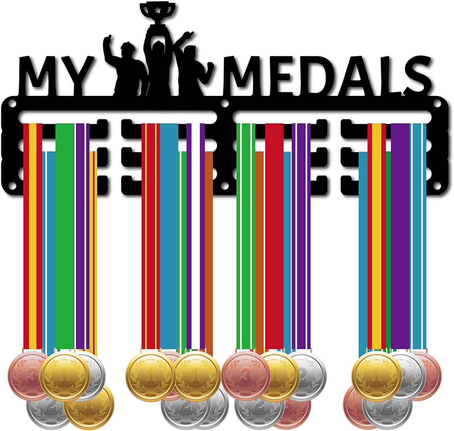 Sports Theme Iron Medal Hanger Holder Display Wall Rack 3-Line with ...