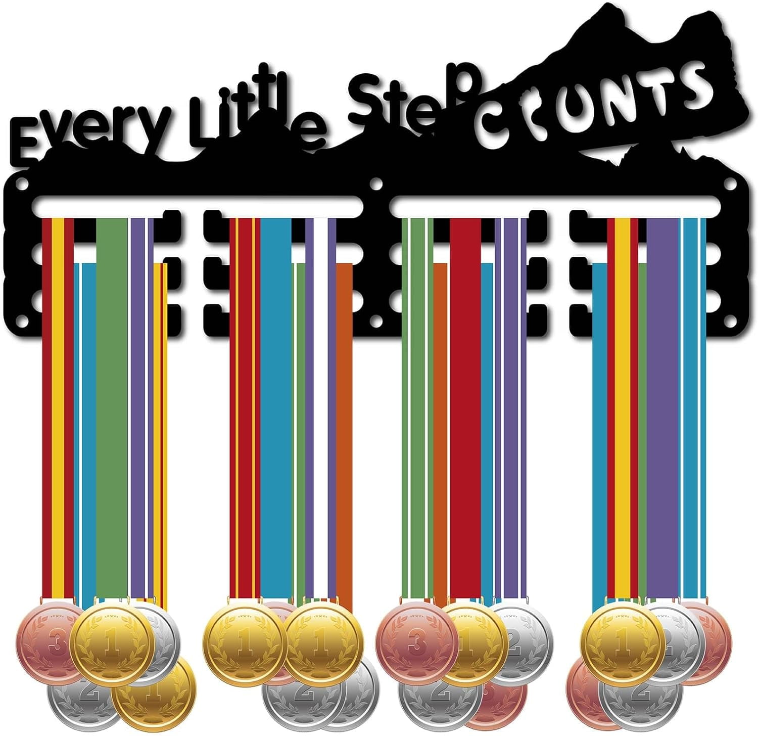 Sports Theme Iron Medal Hanger Holder Display Wall Rack 3-Line with ...