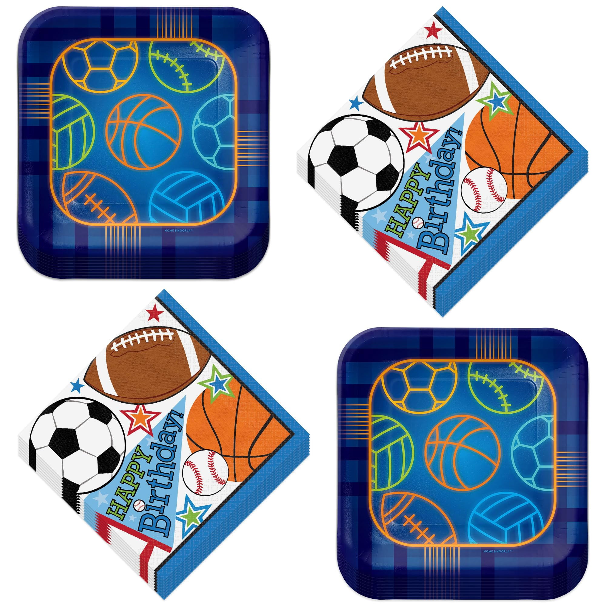 Sports Theme Party - Multi Sport Birthday Baller Paper Dessert Plates ...
