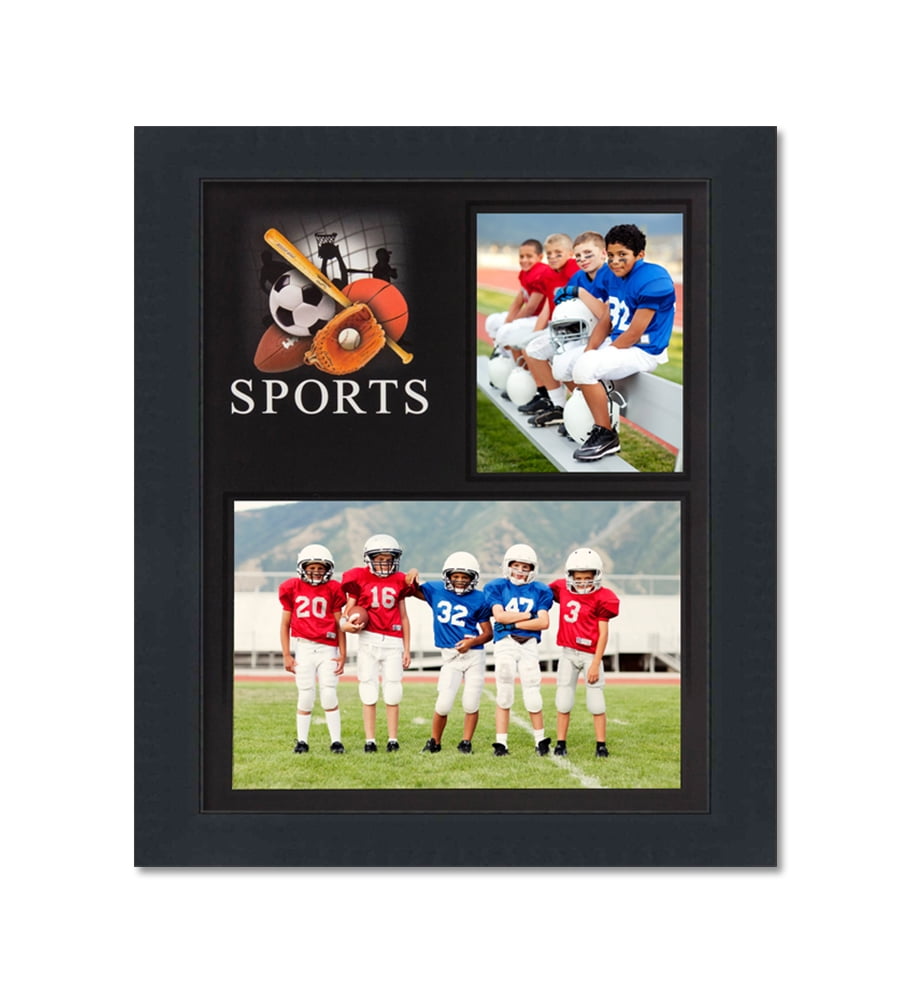 Sports Theme Smooth Black Wood Frame and Dynamic Sports Graphic Fits ...