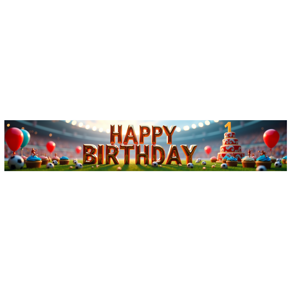Sports Themed Happy Birthday Backdrop Banner with Soccer and Basketball ...