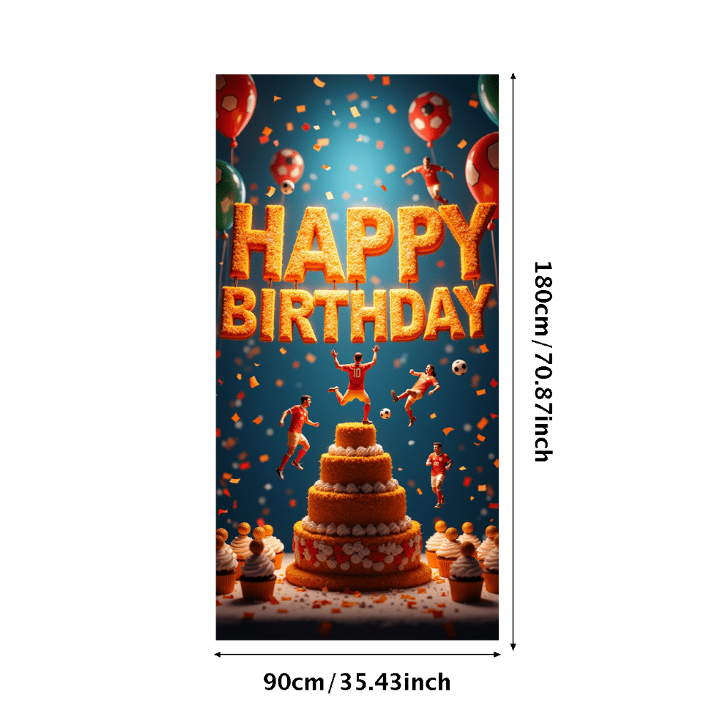 Sports Themed Happy Birthday Backdrop Banner with Soccer and Basketball ...