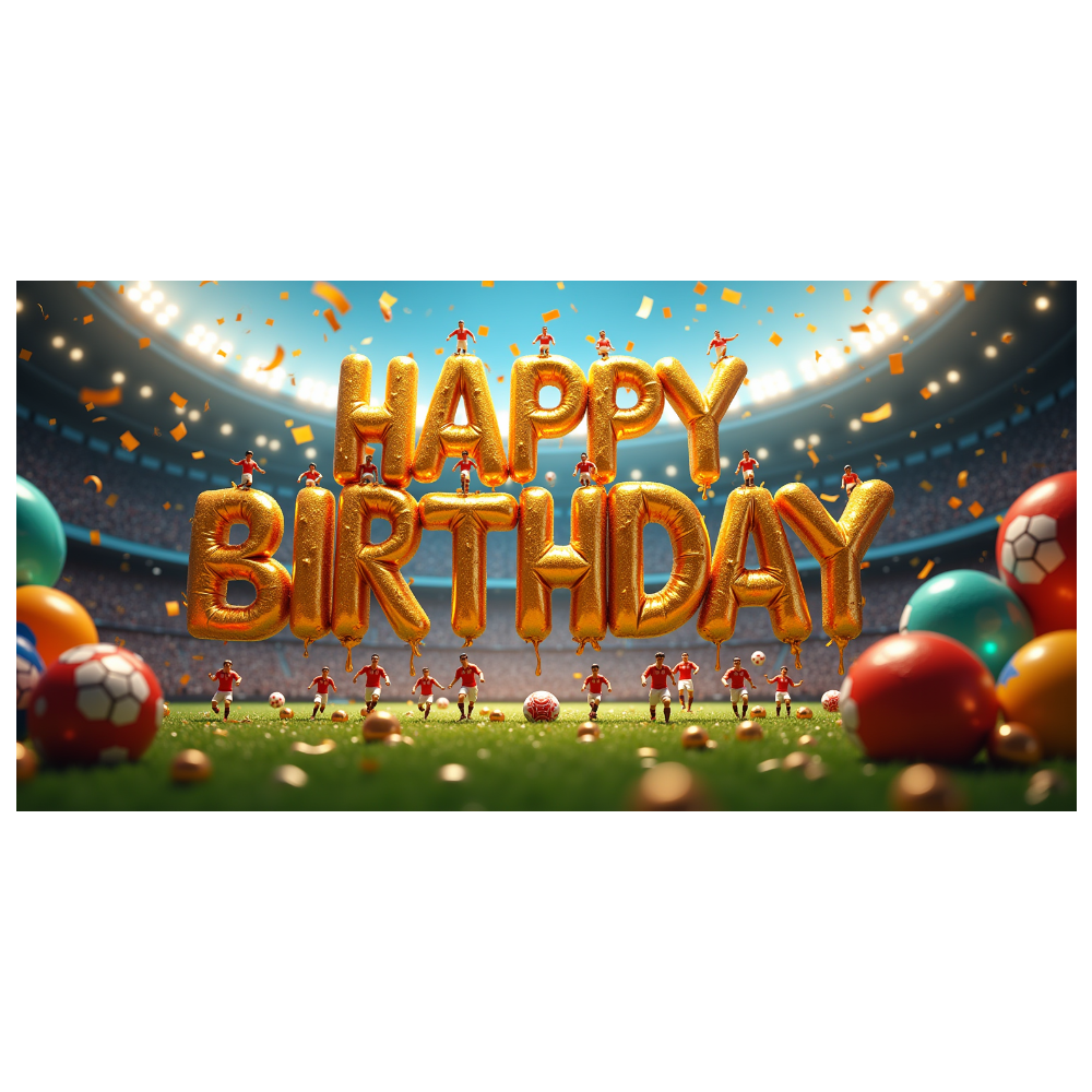 Sports Themed Happy Birthday Backdrop Banner with Soccer and Basketball ...
