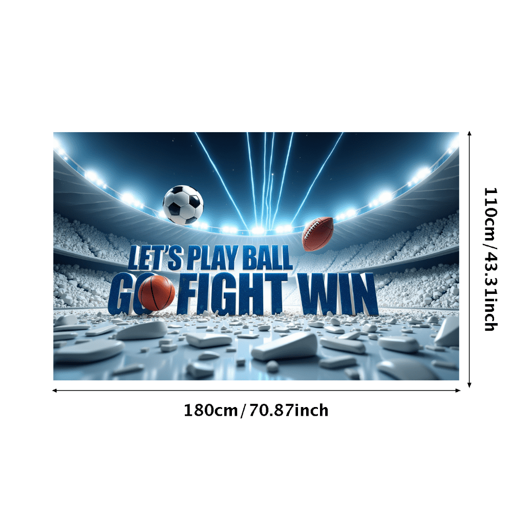 Sports Themed Let's Play Ball Go Fight Win Banner Background Party ...