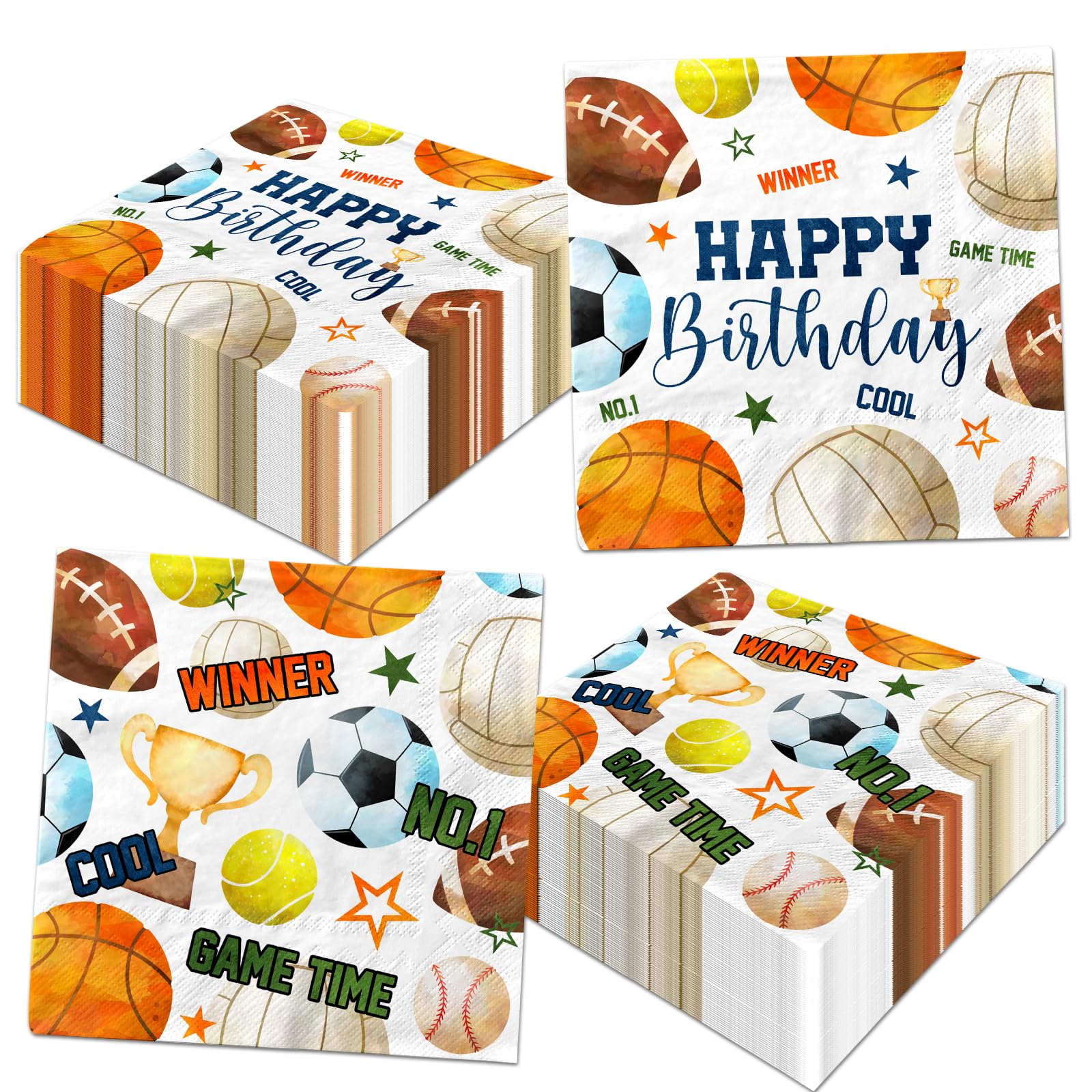 Sports Themed Party Decorations, SSF20 40pcs Sports Party Napkins, All ...