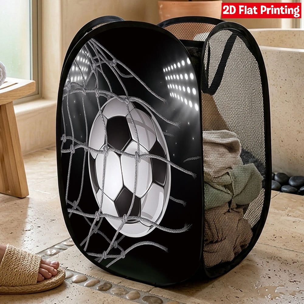 Sports Themed Pop up Mesh Laundry Hamper, Ball Game Theme Collapsible ...