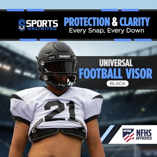Sports Unlimited Universal Football Visor for Helmet, Football Helmet Visor, (Clear, Black and ...