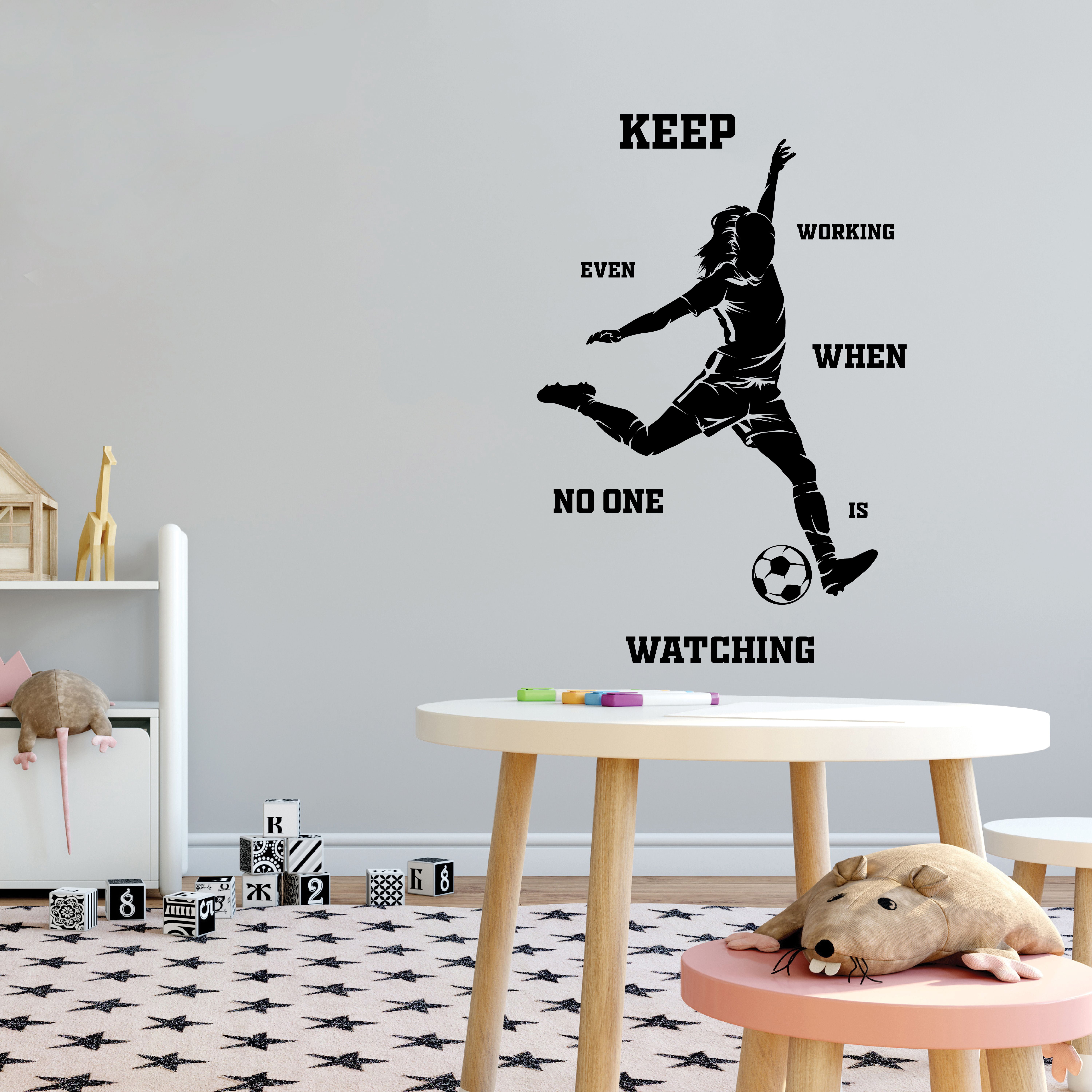 Sports Wall Decals for Girls Bedroom - Women Football Player Kicking ...