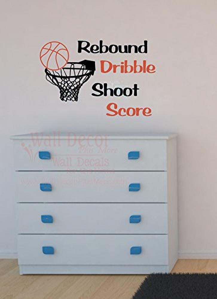 Sports Wall Decals Rebound Dribble Shoot Score Basketball Vinyl ...
