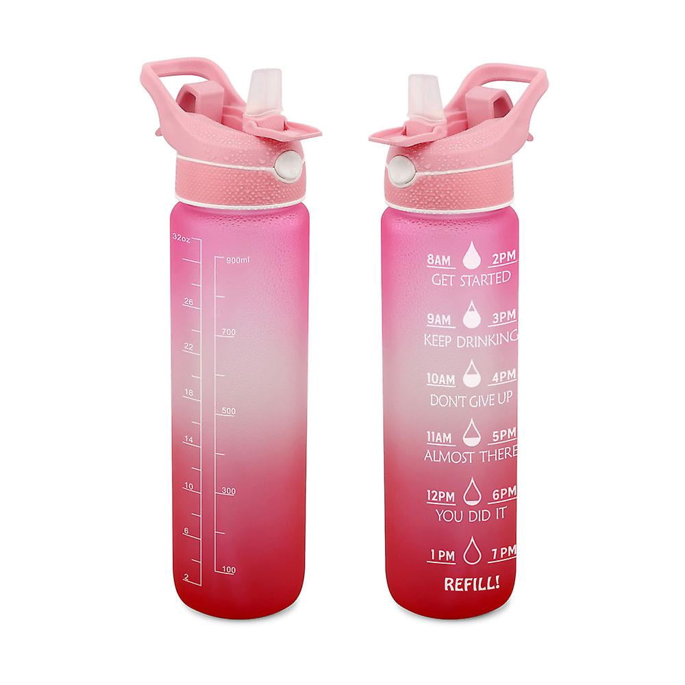 Sports Water Bottle 32oz, Time Markings and With Straws Bottles ...