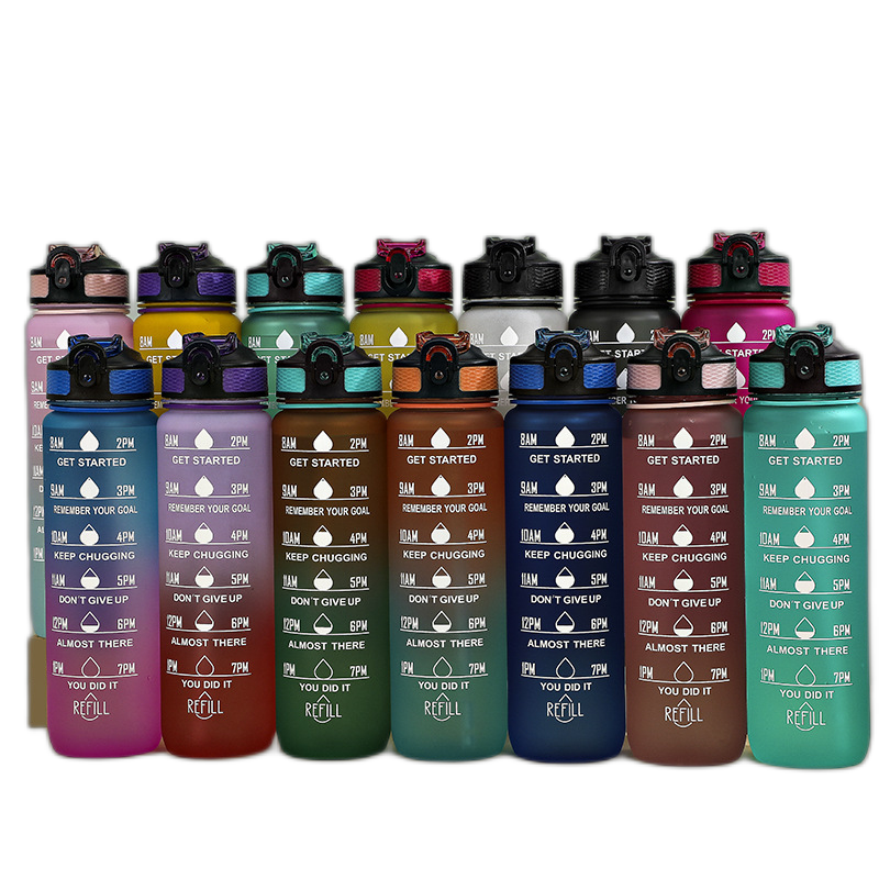 Sports Water Bottle Plastic Water Cup Large Capacity Pop-Up Lid Straw ...