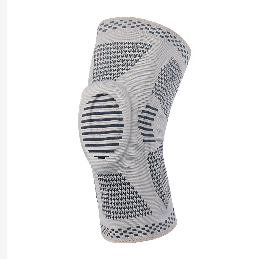 Sports knee pads with silicone pads and side stabilizers knitted ...