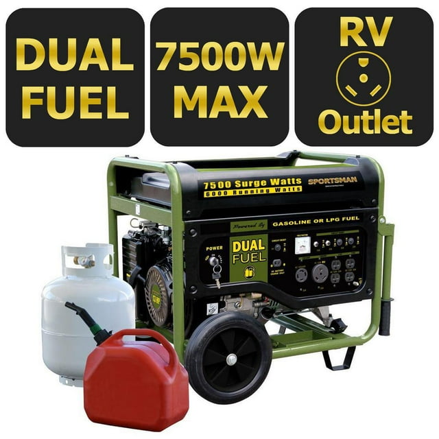 Sportsman Home Generator 7500W Dual Fuel, Propane or Gasoline, Electric ...