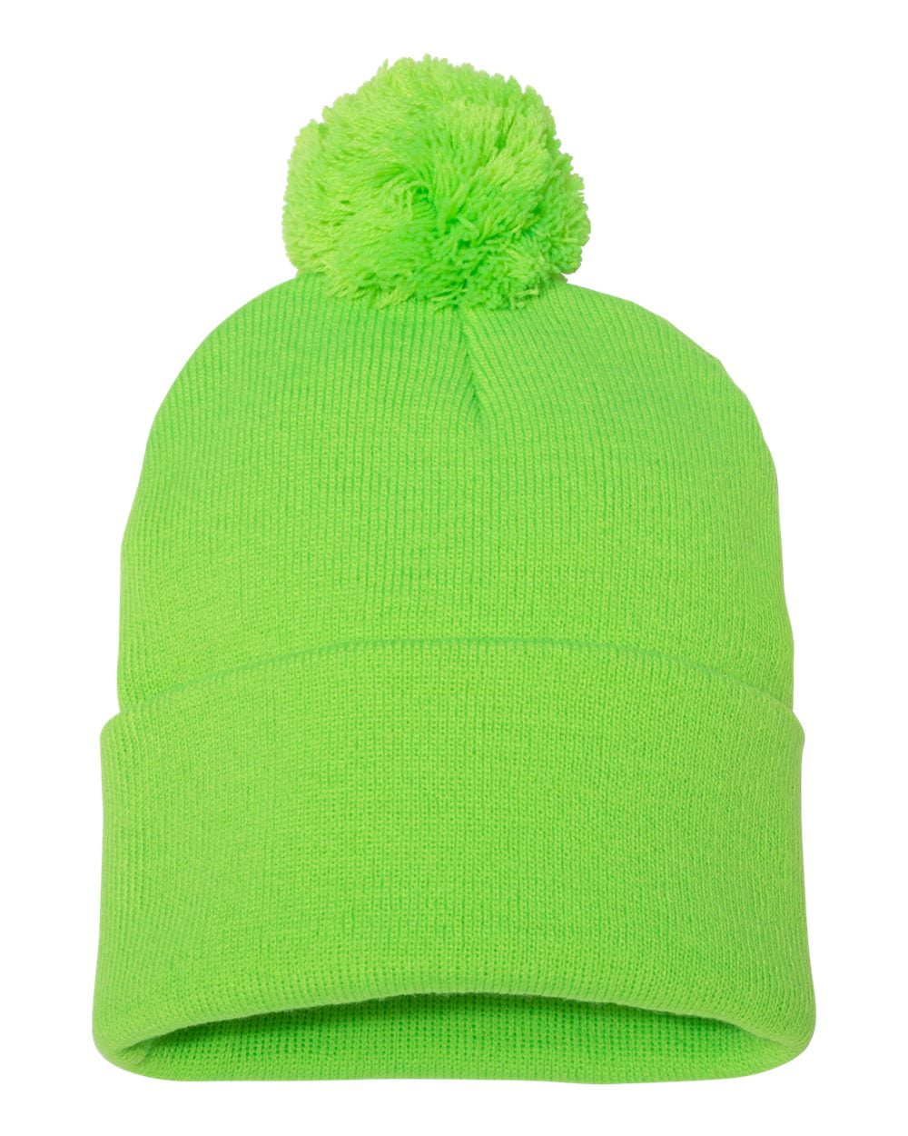 Sportsman SP15 Pom-Pom 12" Knit Beanie-Neon Green - Walmart.com