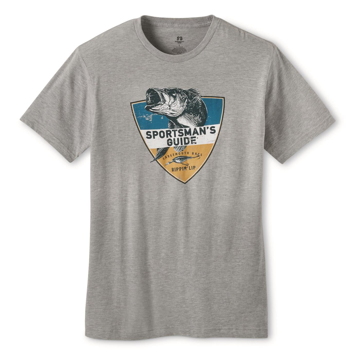 Sportsman's Guide Men's Bass Logo Short Sleeve Tee Heather Gray LARGE ...