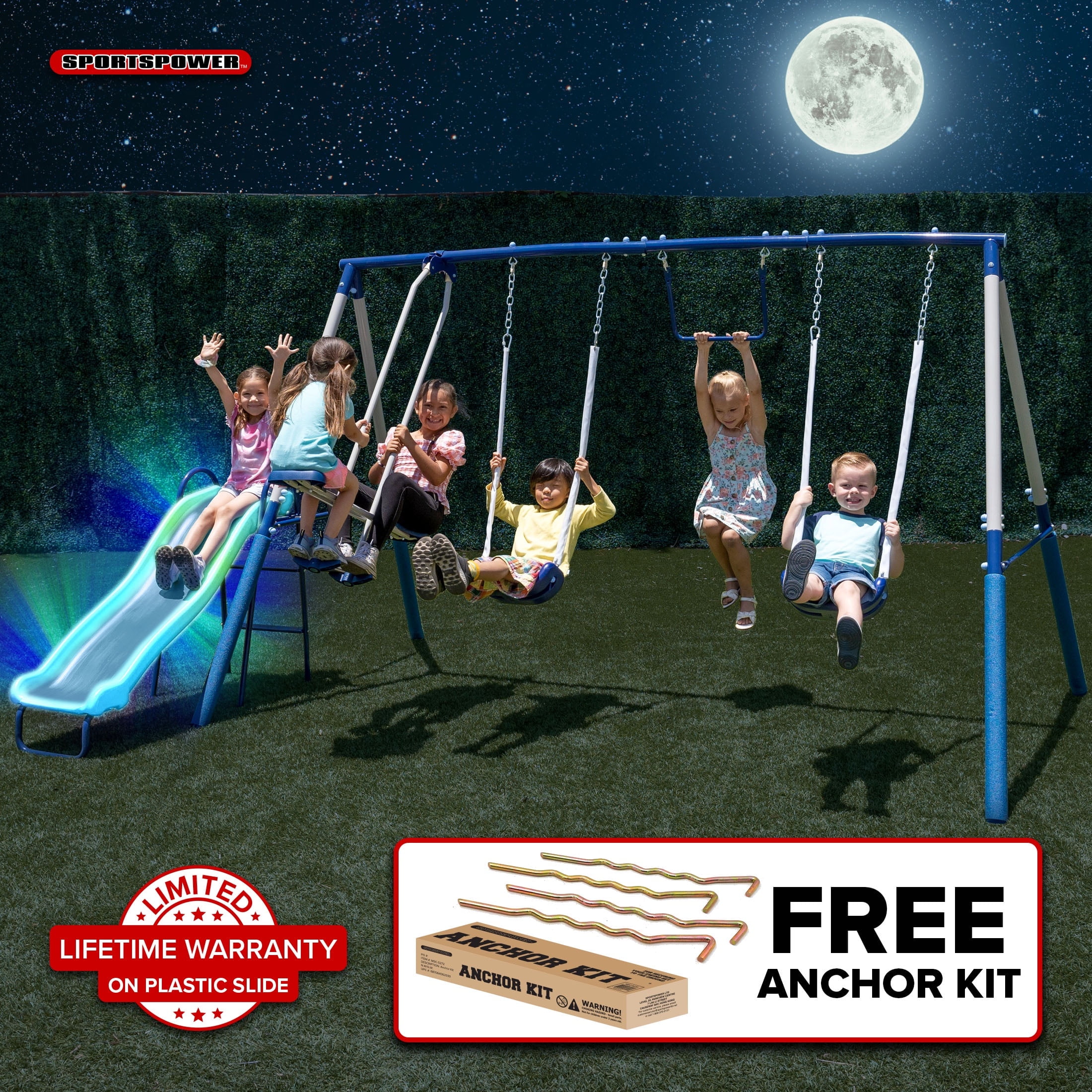 Sportspower Arcadia Star Burst Metal Swing Set with Trapeze, 2-Person ...