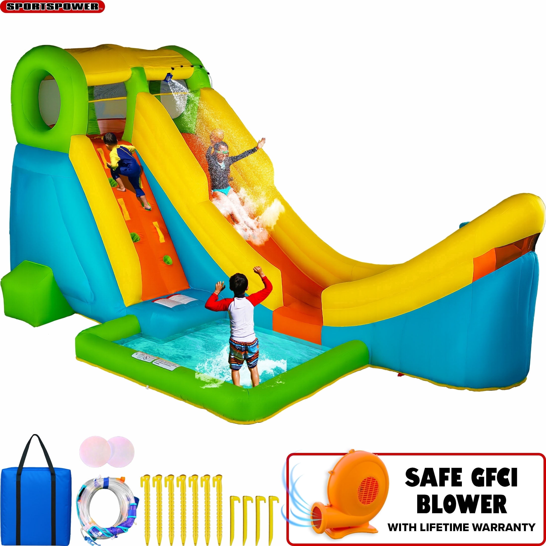Sportspower 17' Inflatable Half Pipe Water Slide with Heavy Duty Blower ...