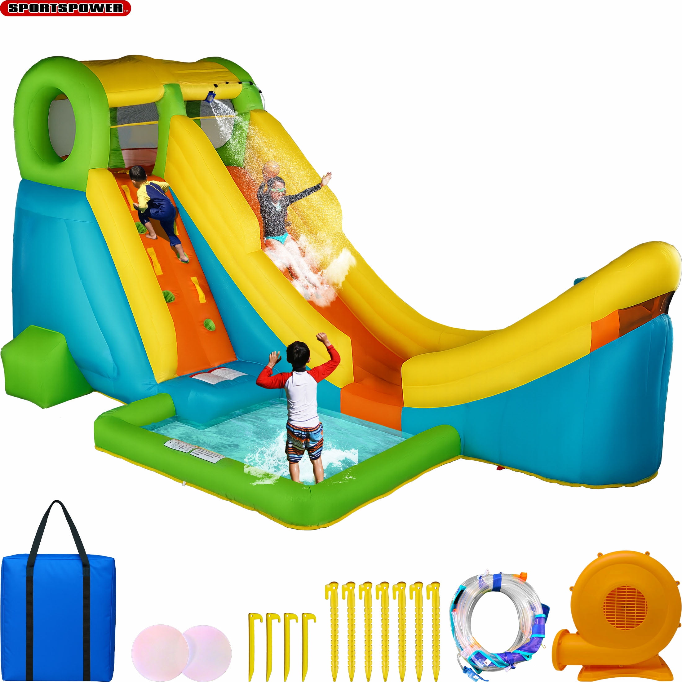 Sportspower 17' Inflatable Half Pipe Water Slide with Heavy Duty Blower ...