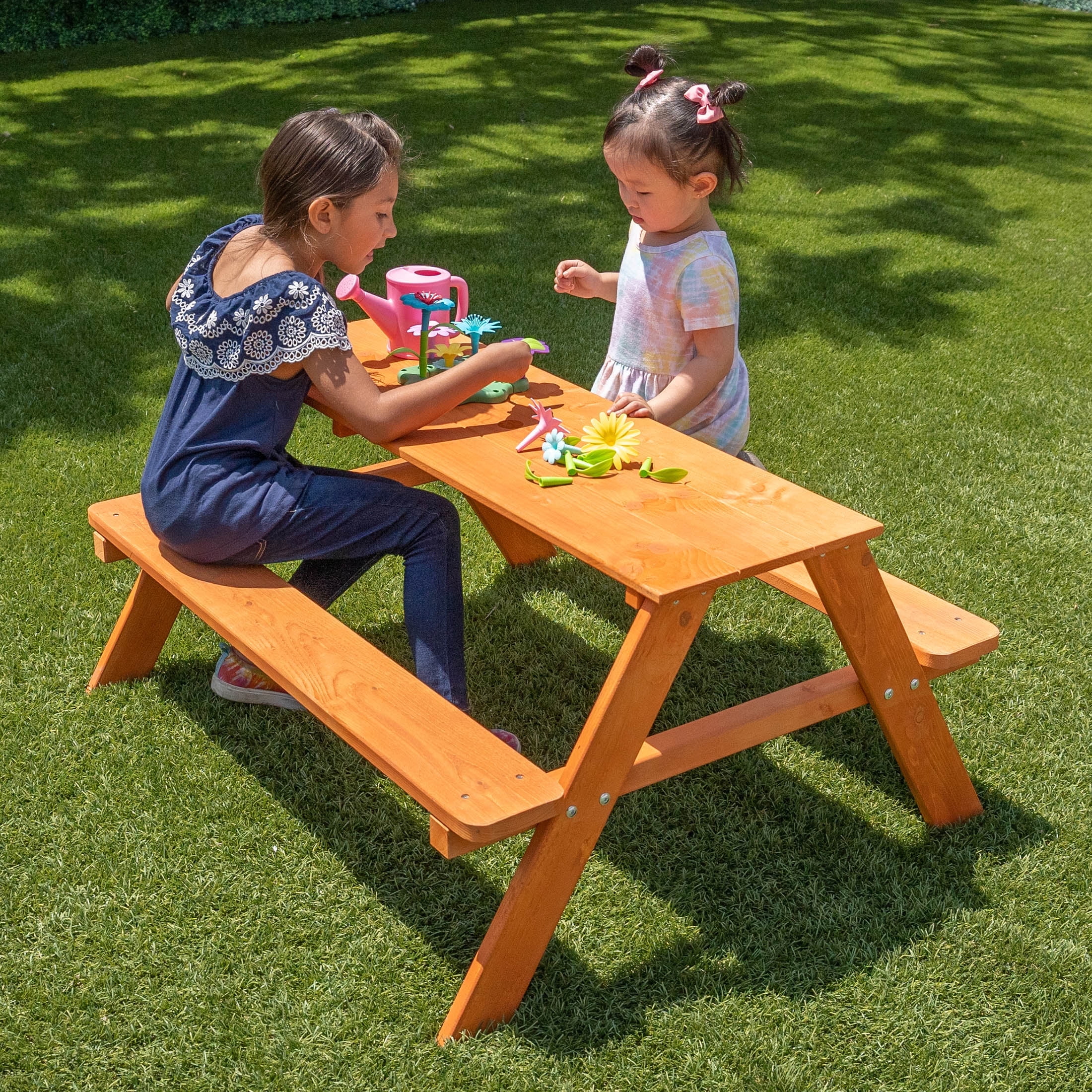 Sportspower Kids Outdoors Wooden Picnic Table, 41.3" x 34.8" x 19.88 ...