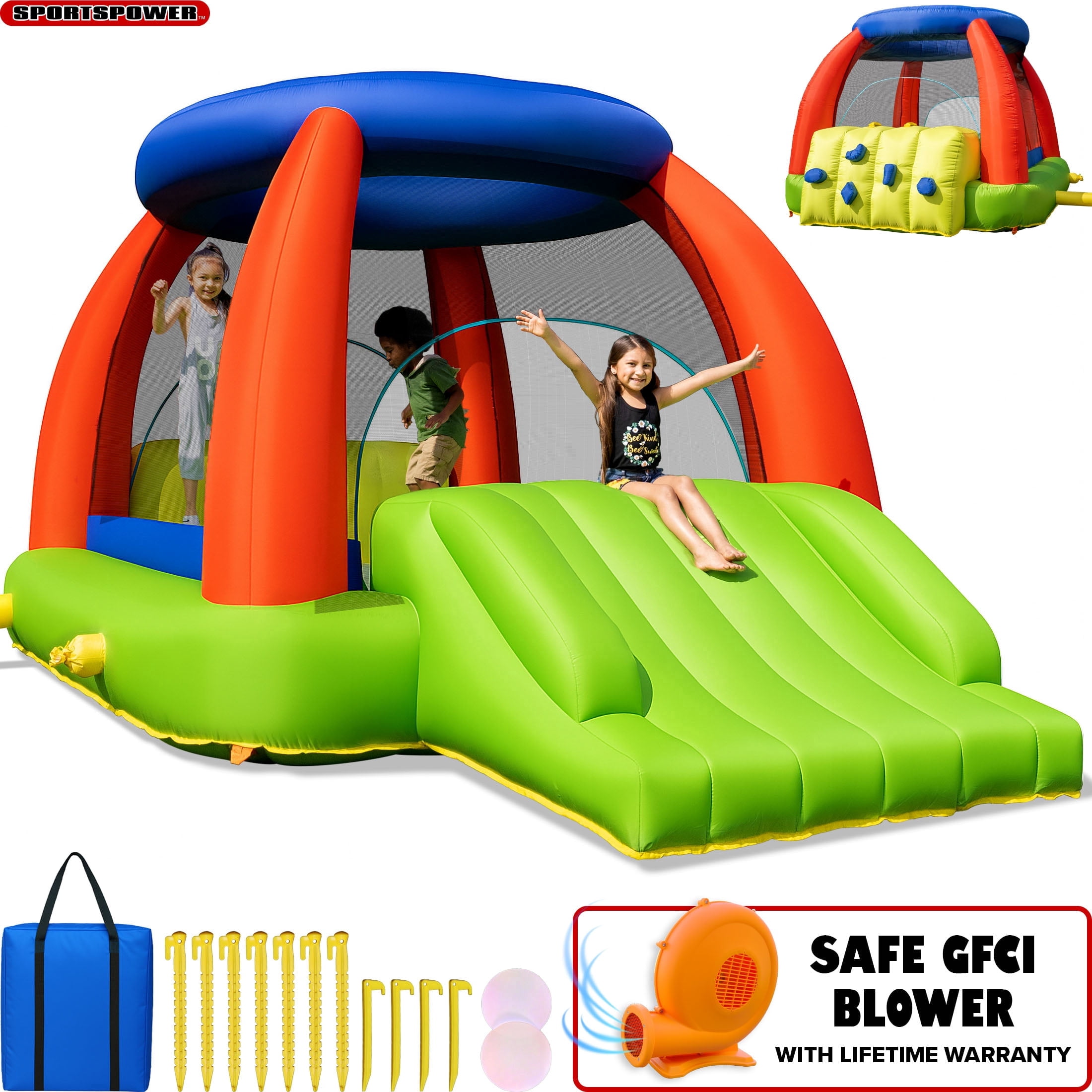 Sportspower My 1st Inflatable Bounce House with Slide & Climbing Wall ...