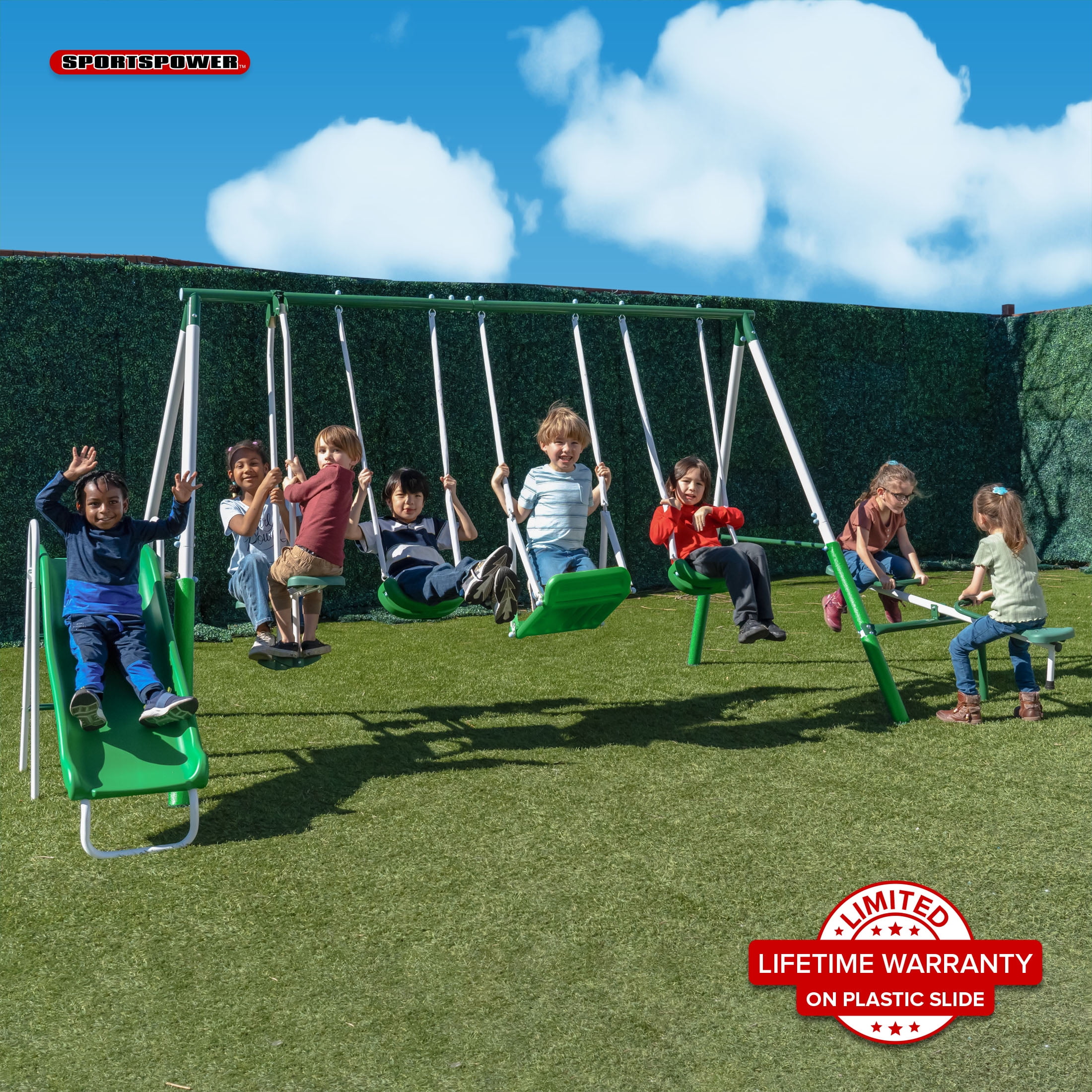 Sportspower 800LBS Park Ridge Metal Swing Set for Kids Ages 3-8 ...