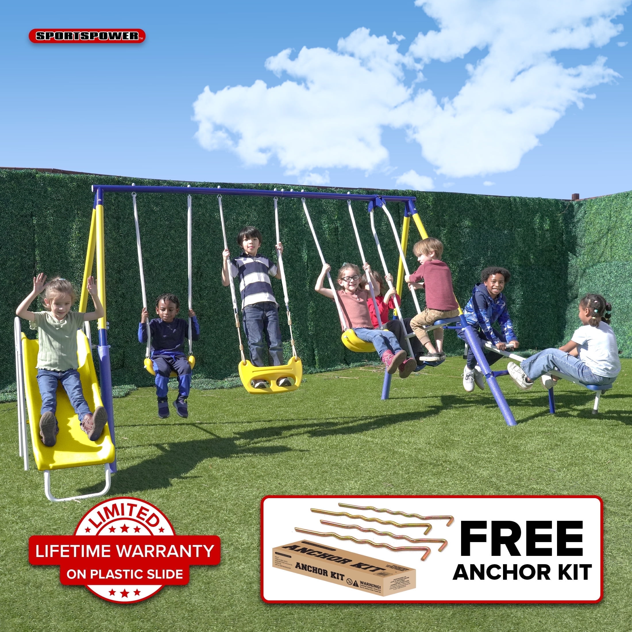 Sportspower Royal Fun Metal Swing Set for Kids Ages 3-8, Backyard ...