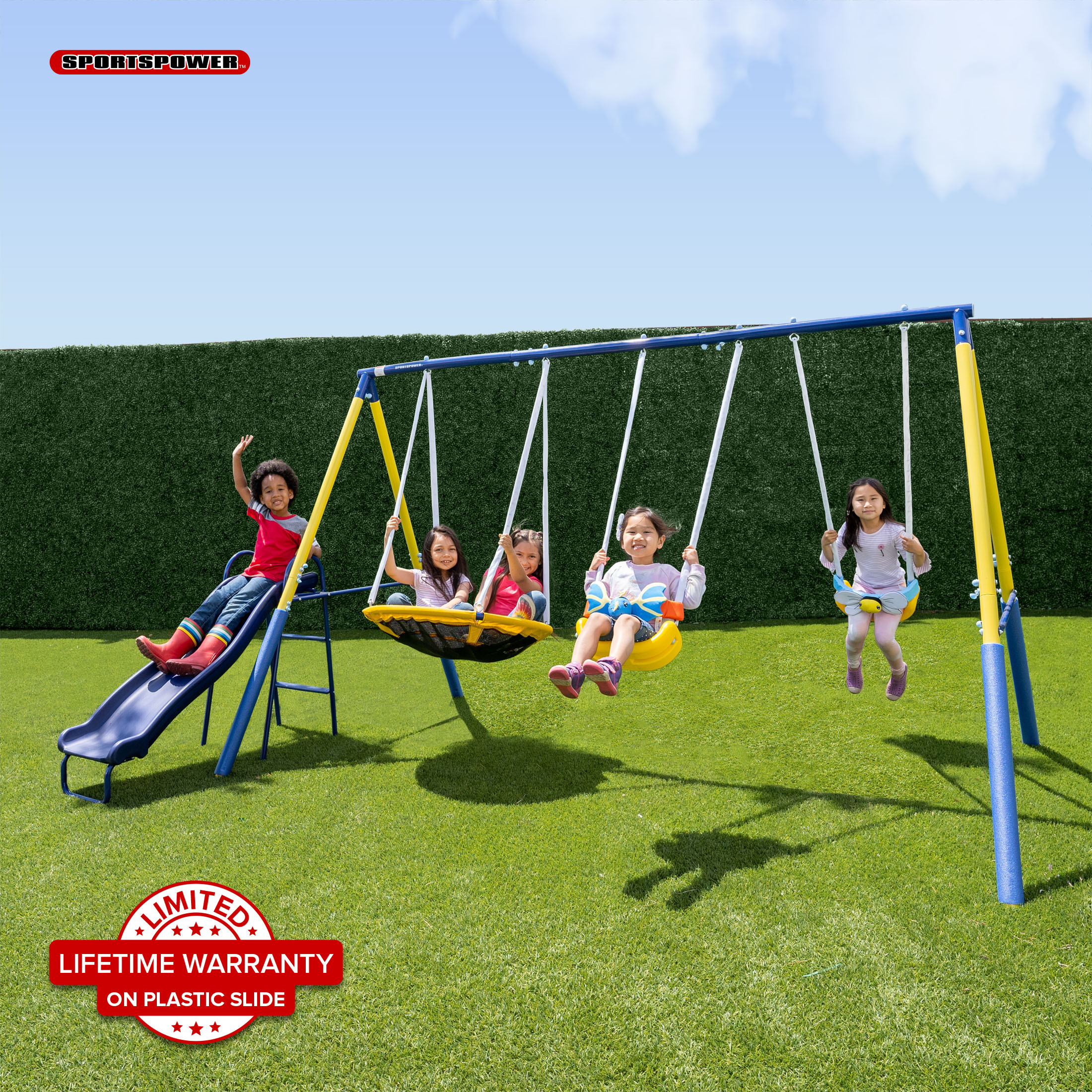 Sportspower Swing and Saucer Swing Metal Set with Heavy Duty A-Frame ...
