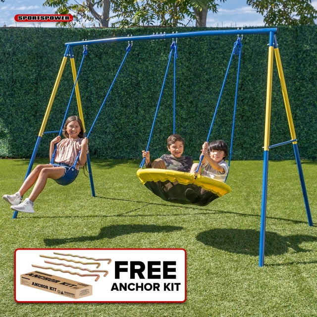 Sportspower Swing and Saucer Swing Metal Set with Heavy Duty A-Frame ...