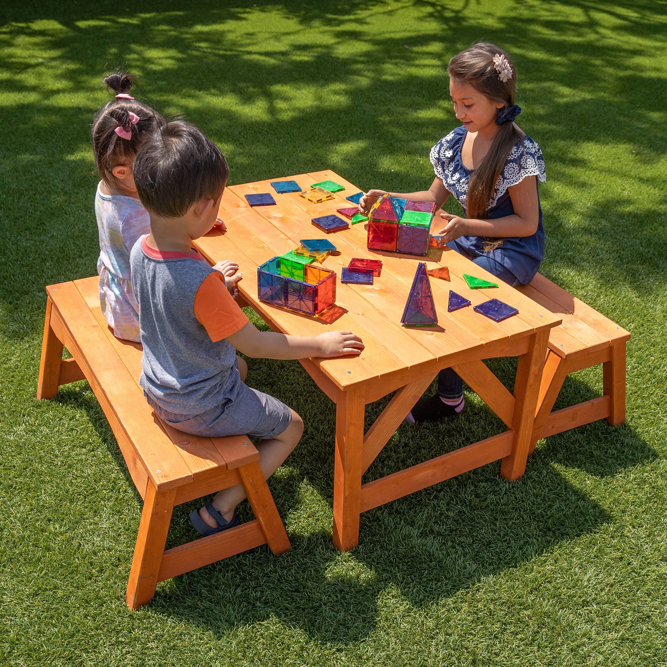 Sportspower Wooden Picnic Table with Separated Bench - Walmart.com