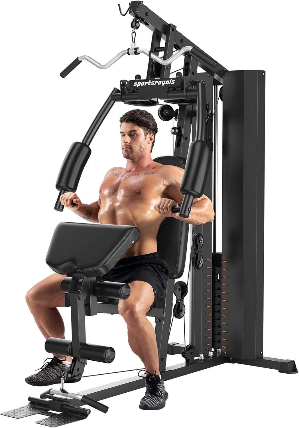 Sportsroyals Home Gym, Workout Equipment, 154LBS Weight Stack, Home Gym ...