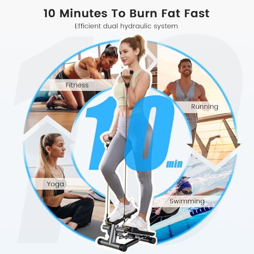 Sportsroyals Stair Stepper for Exercise, Mini Steppers with Resistance Band, Hydraulic Fitness ...