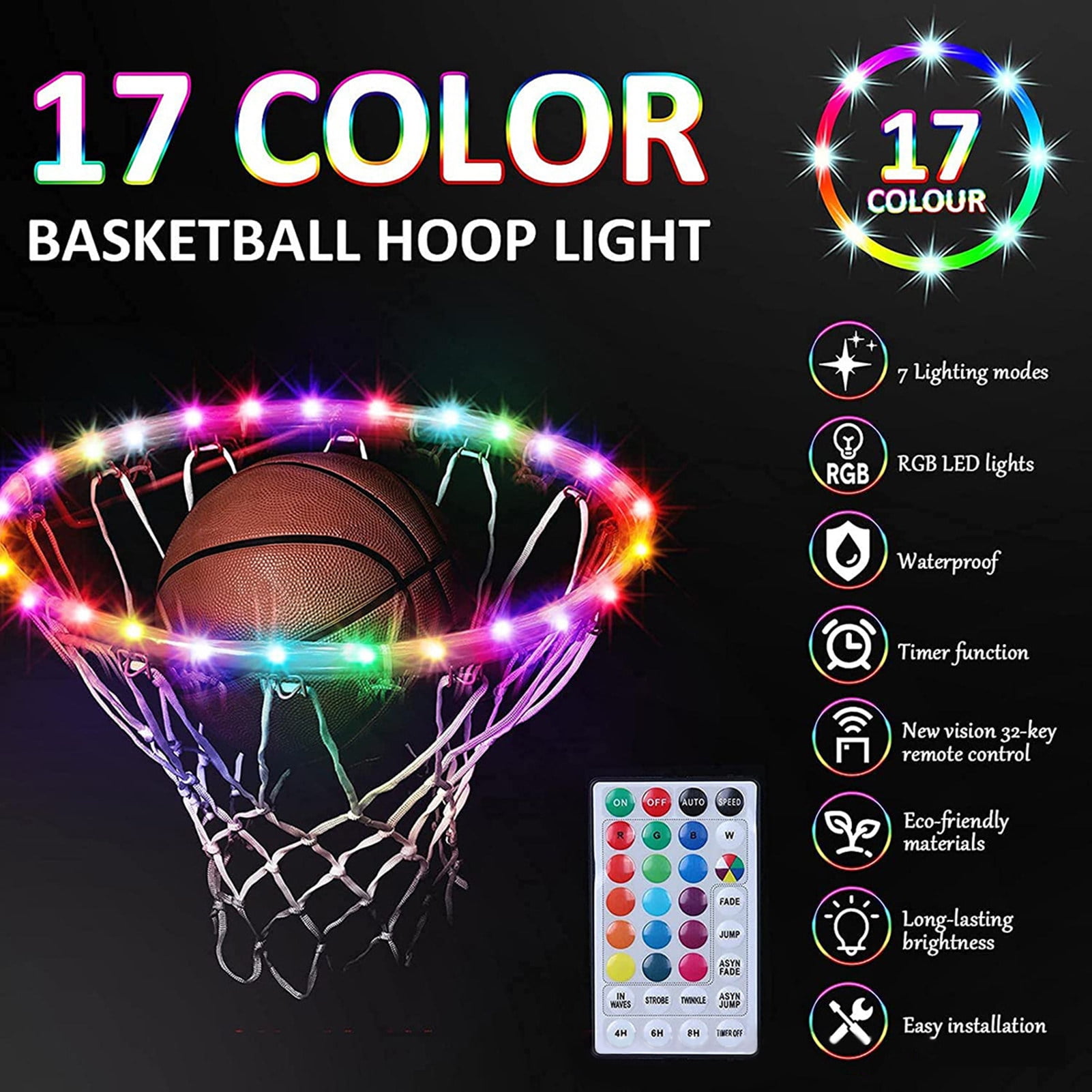 Sportteer LED Basketball Hoop Light Waterproof Basketball Hoop Light ...