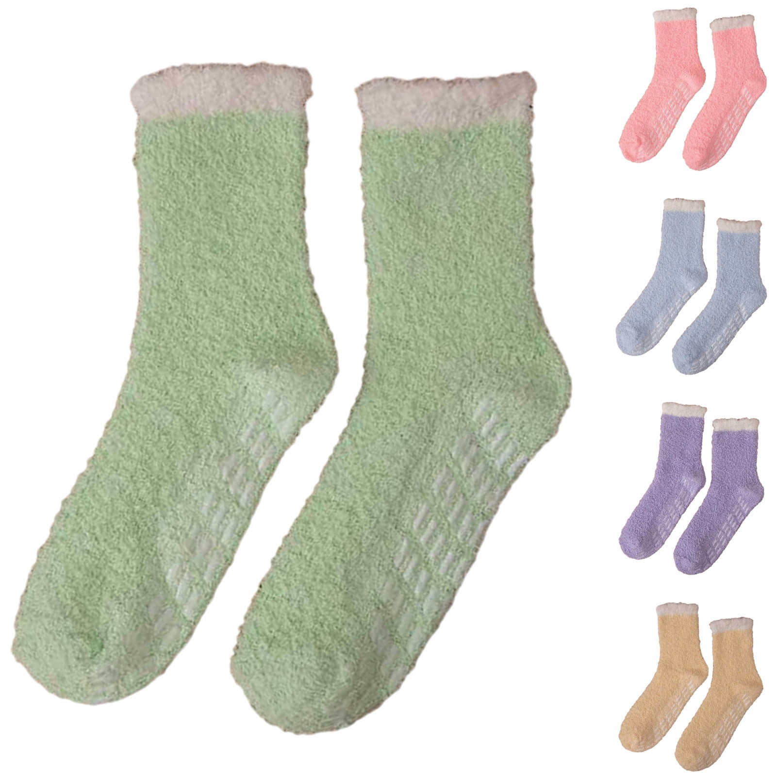 Sportteer Non-Slip Fuzzy Socks Slip-resistant Socks 1 Pair Women Fuzzy ...