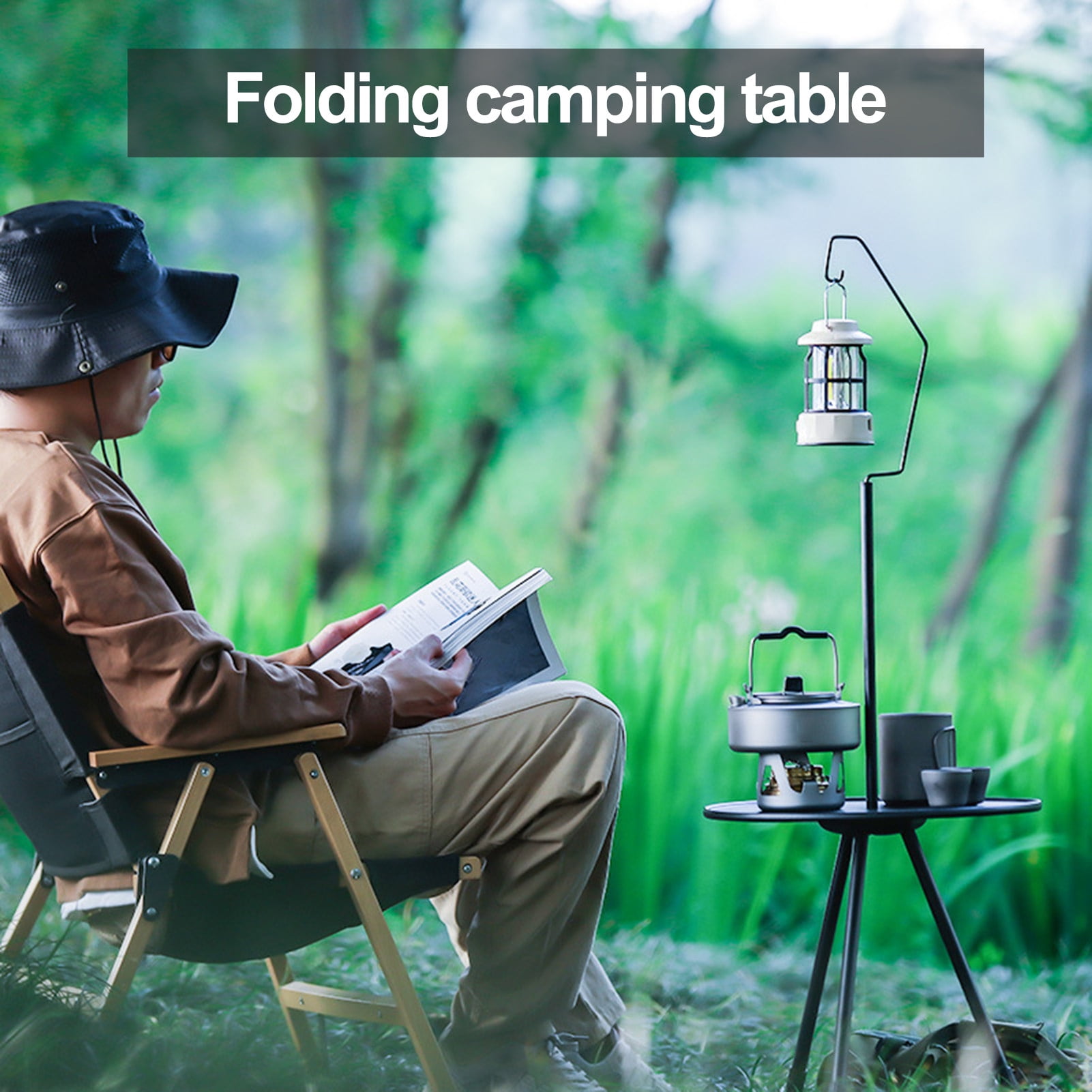 Sportteer Small Outdoor Table Round Folding Table Portable Camping Side ...