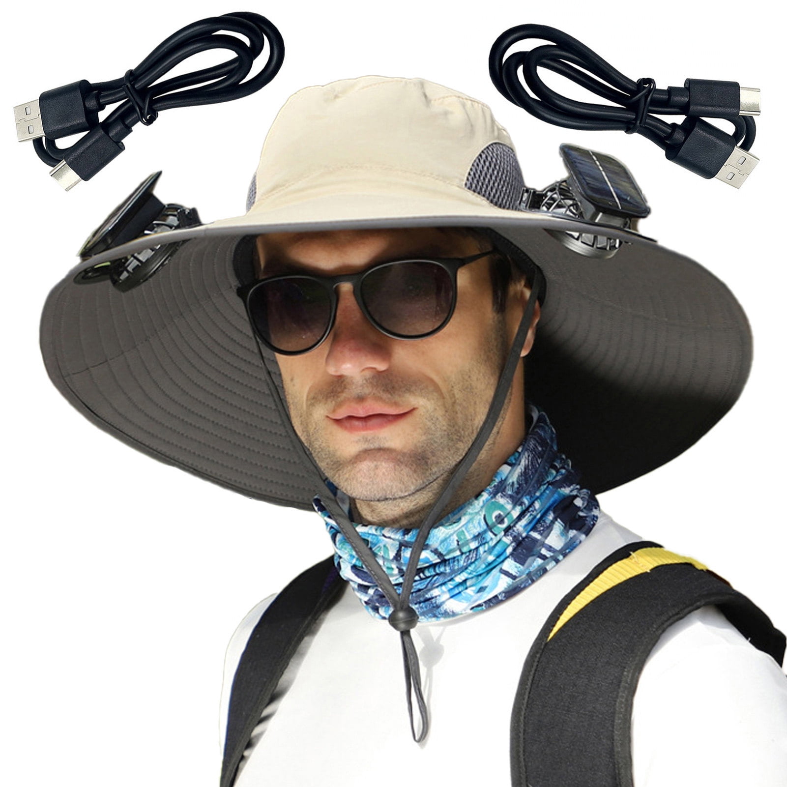 Sportteer Solar Powered Fan Hat Dual Power Supply Hat Outdoor Hat with ...